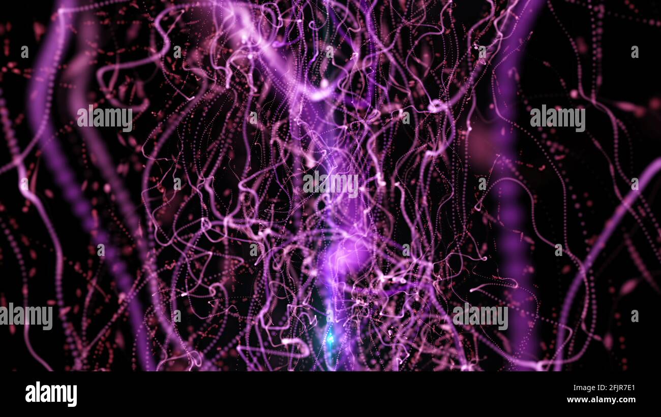 3D illustration - background with twisted particle strings and optical flares Stock Photo - Alamy
