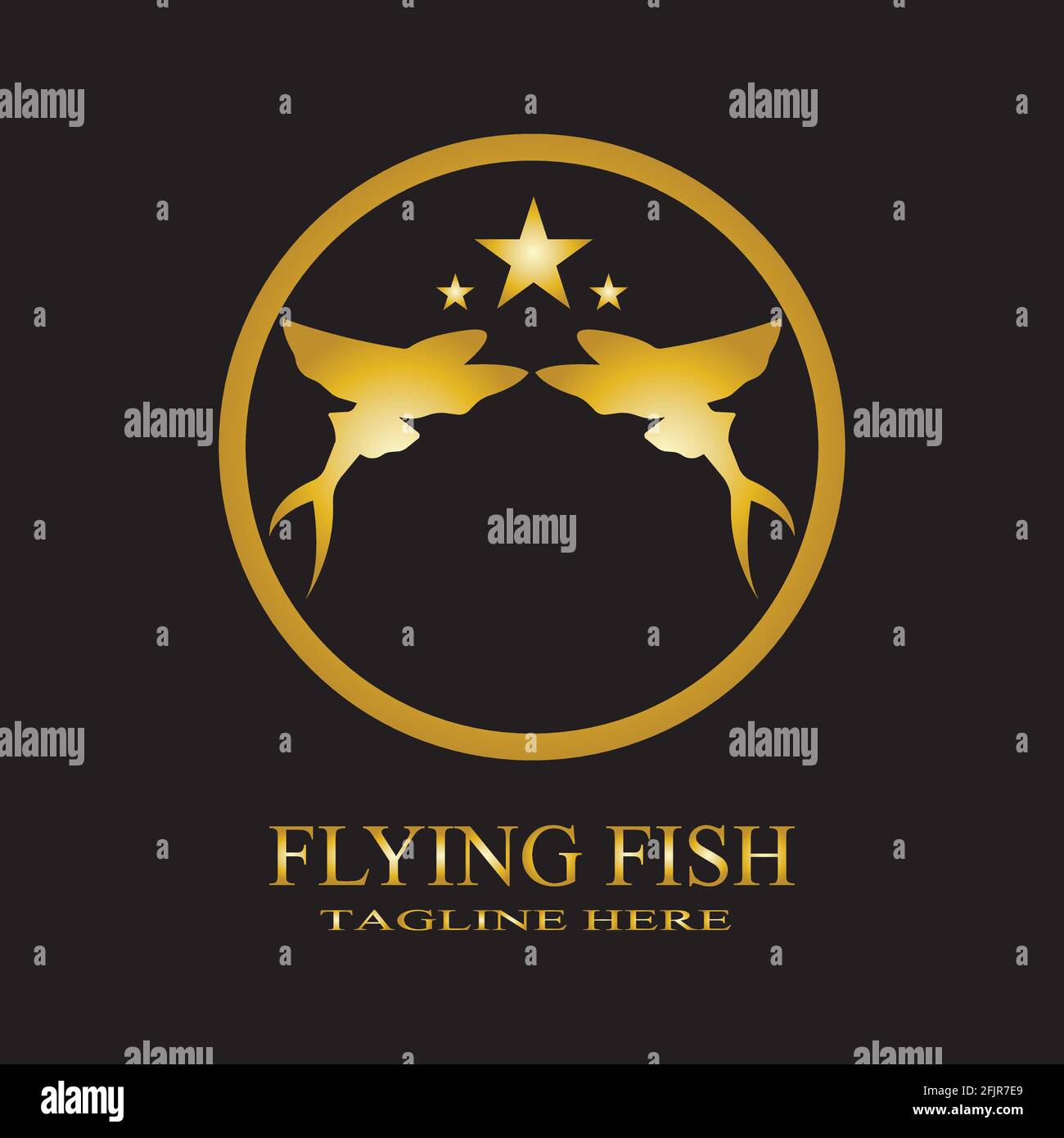 gold flying fish logo vector icon design template Stock Vector Image ...