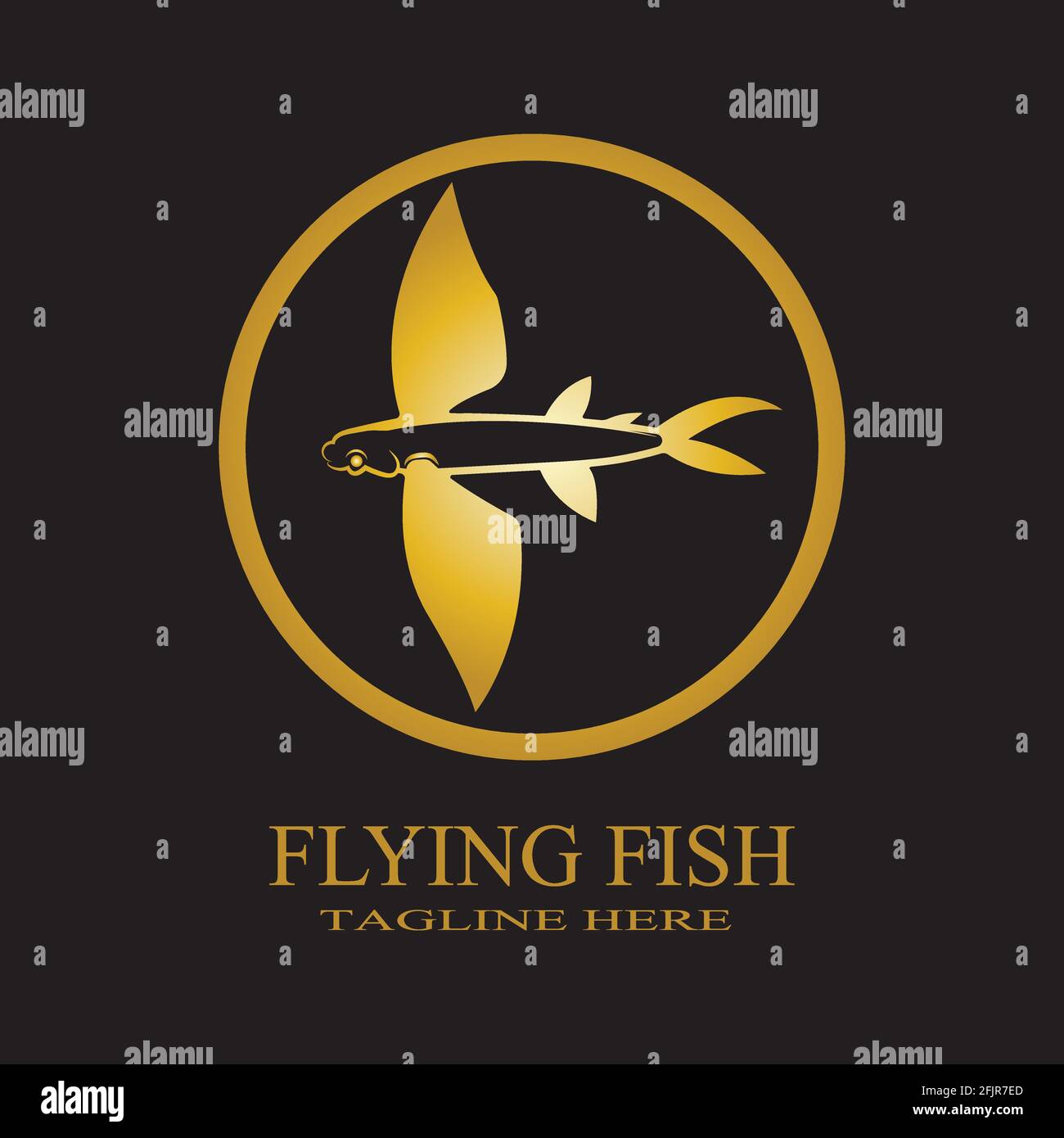 gold flying fish logo vector icon design template Stock Vector Image ...