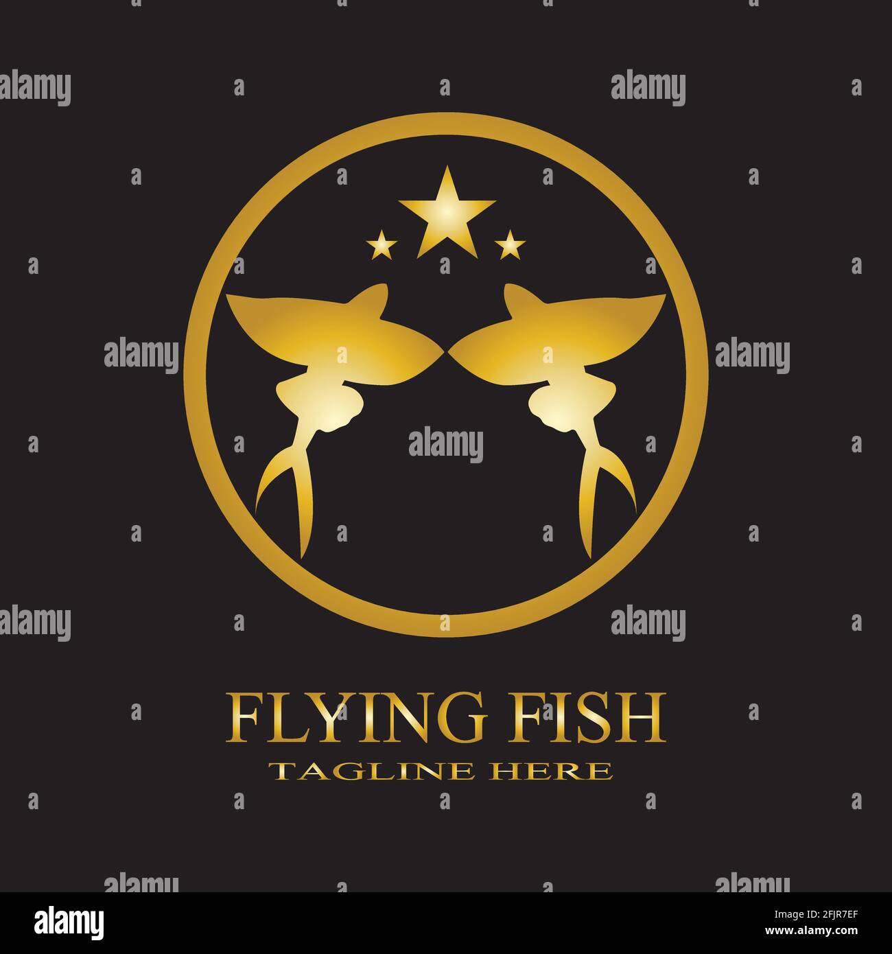 gold flying fish logo vector icon design template Stock Vector Image ...