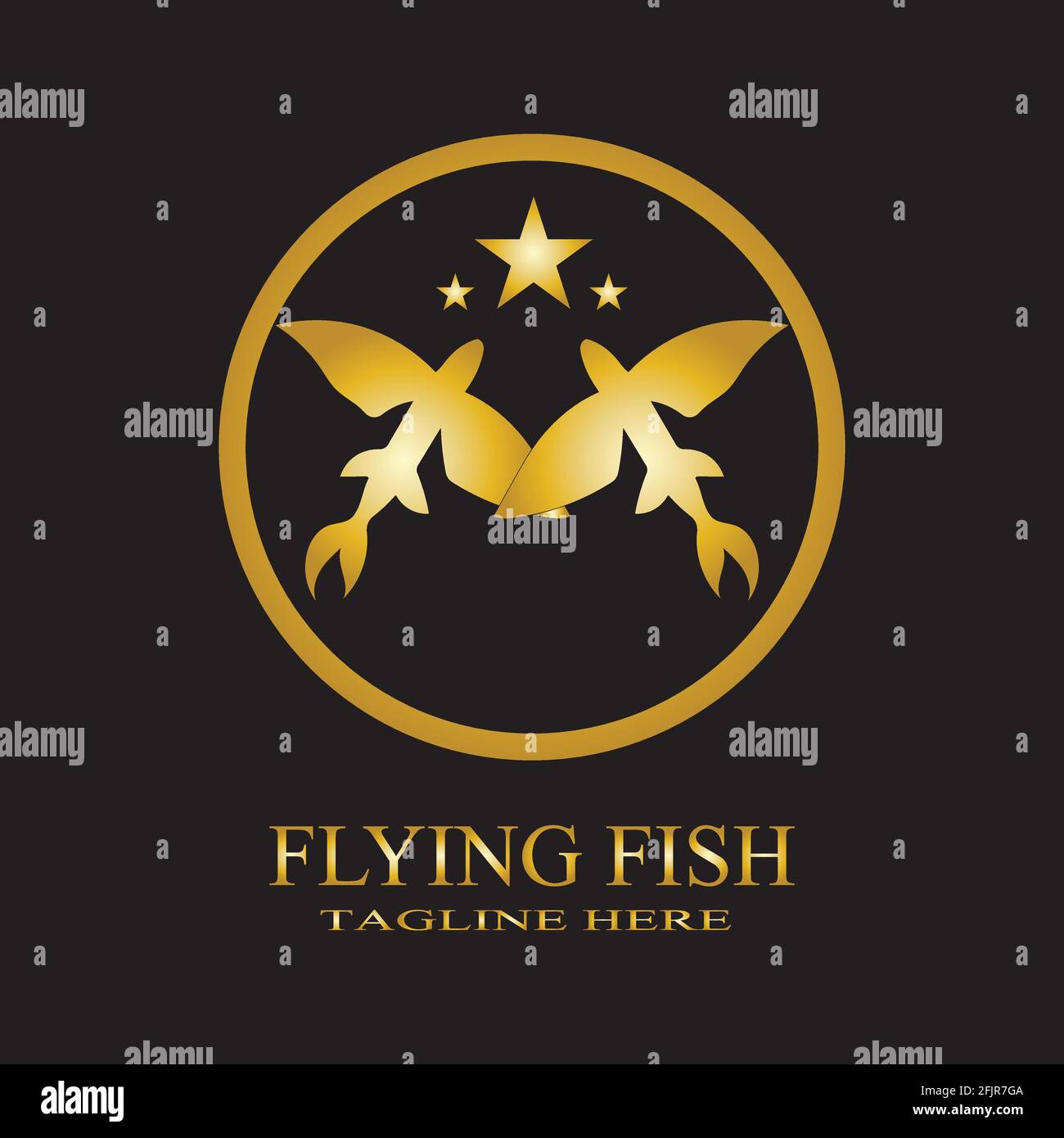 gold flying fish logo vector icon design template Stock Vector Image ...