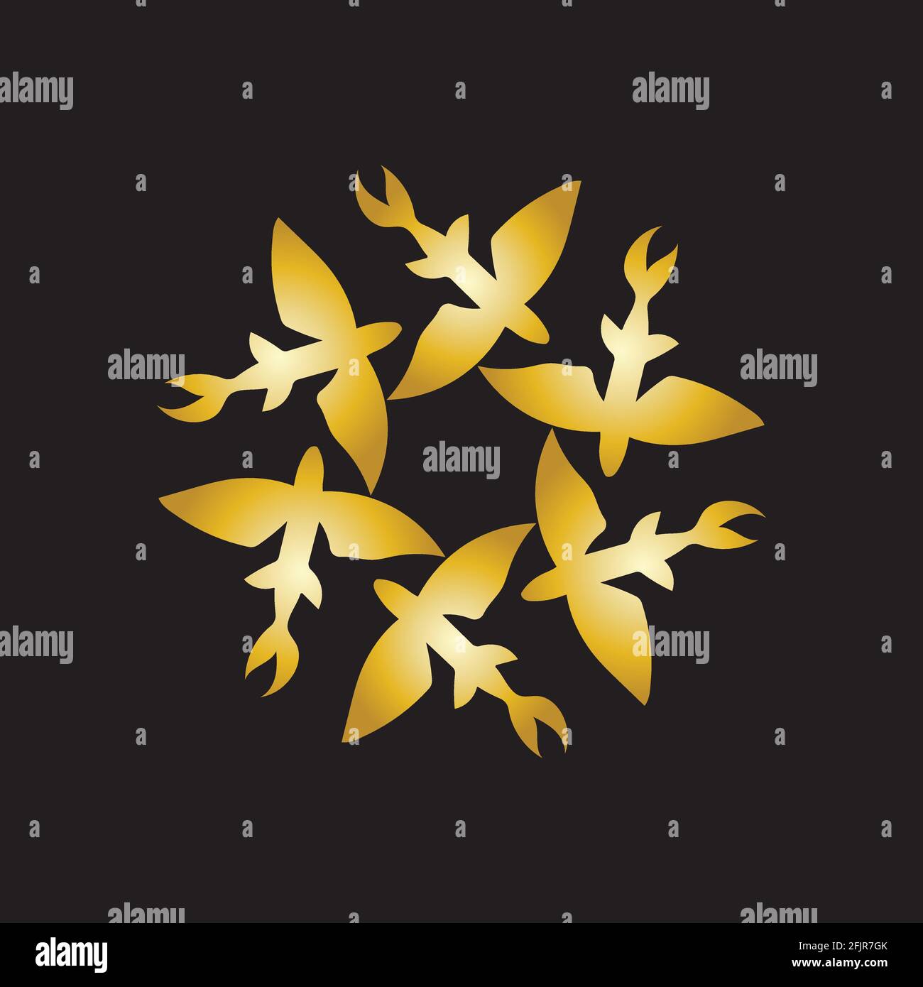 gold flying fish logo vector icon design template Stock Vector Image ...