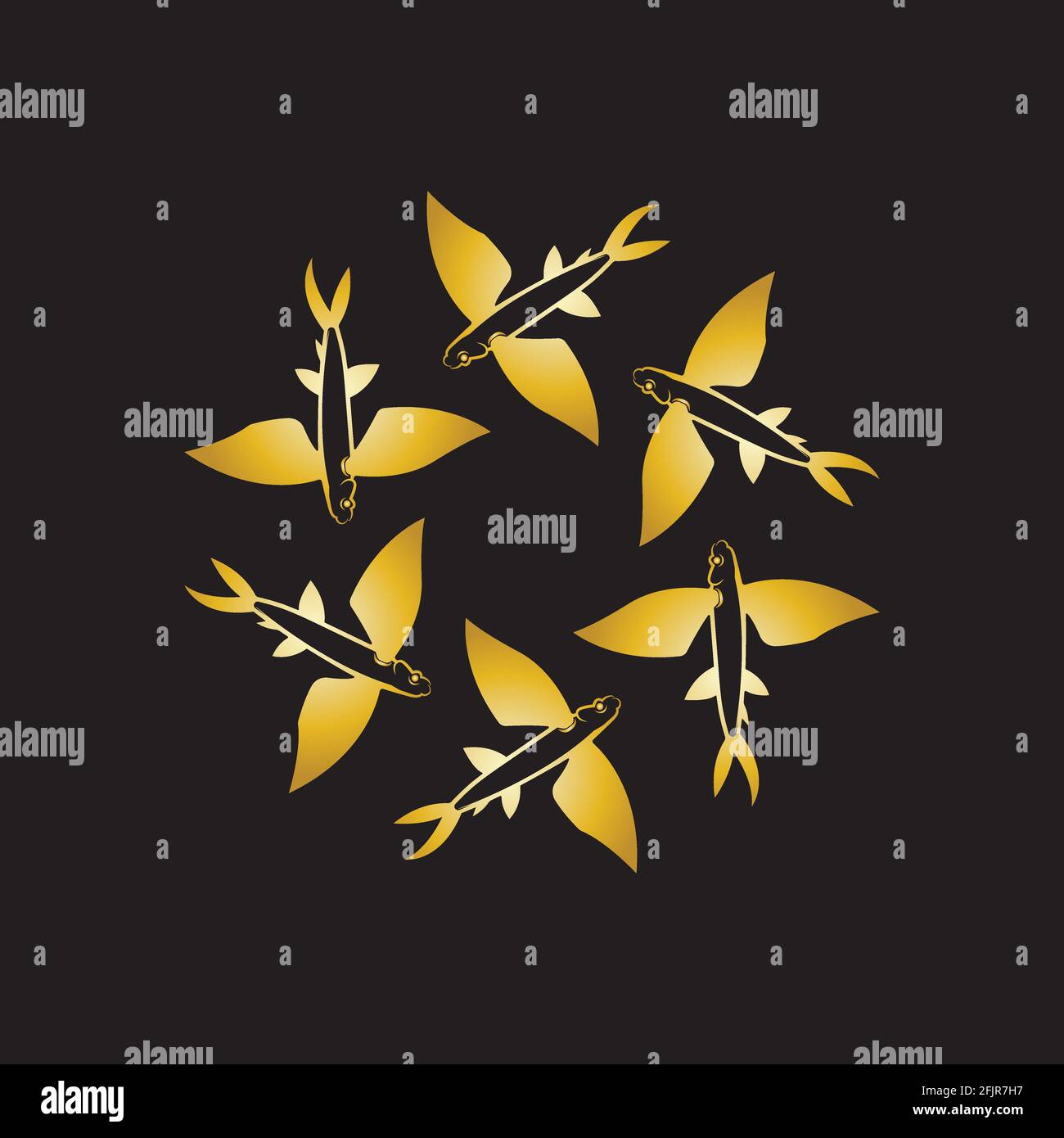 gold flying fish logo vector icon design template Stock Vector Image ...