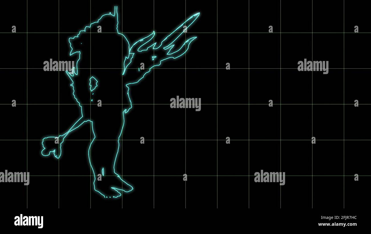 2D illustration of Neptune Silhouette in blue a minimal style with glow ...