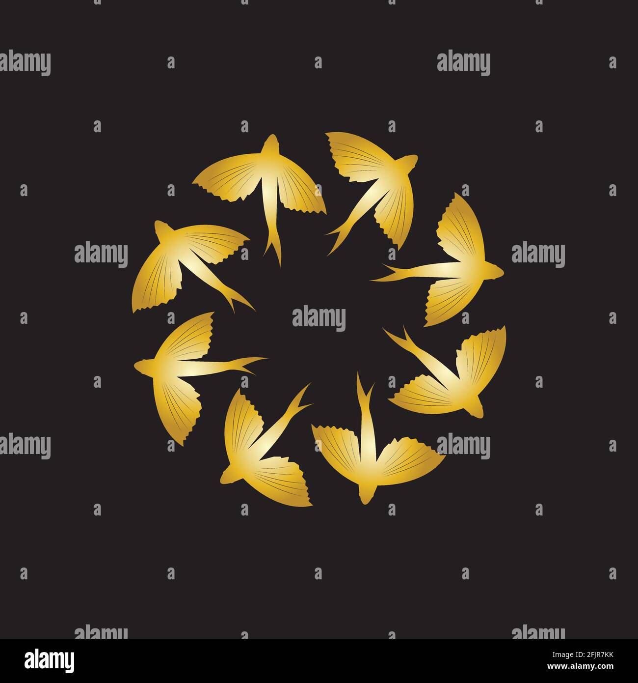 gold flying fish logo vector icon design template Stock Vector Image ...