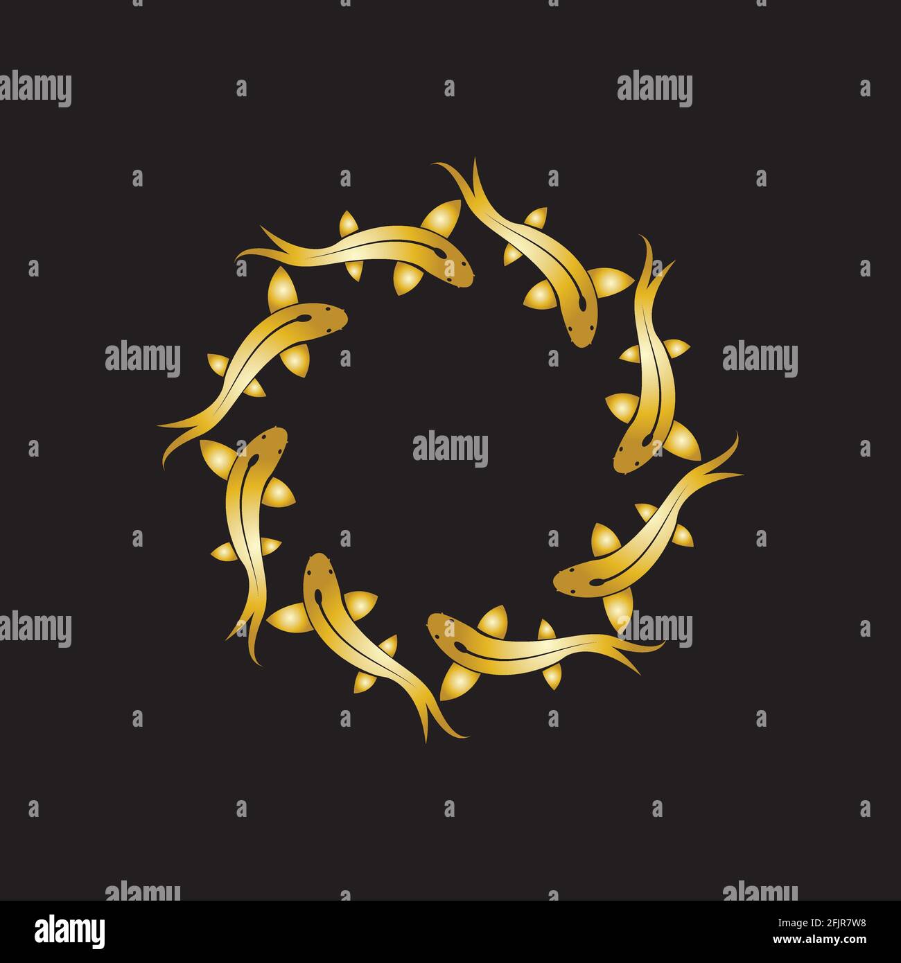 gold fish and yin yang logo vector icon design template Stock Vector ...