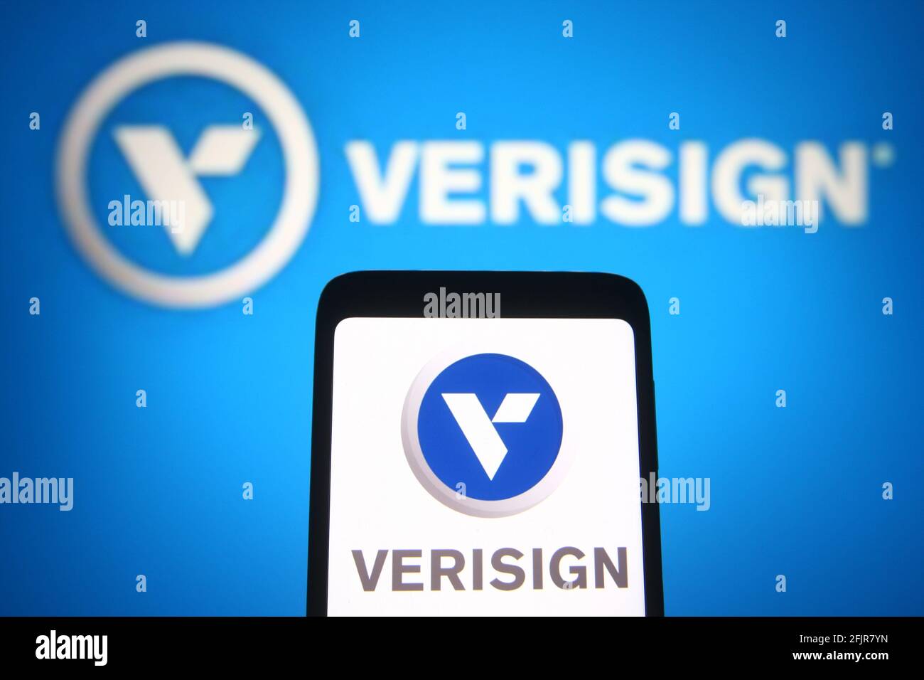 Ukraine. 26th Apr, 2021. In this photo illustration, the Verisign logo ...