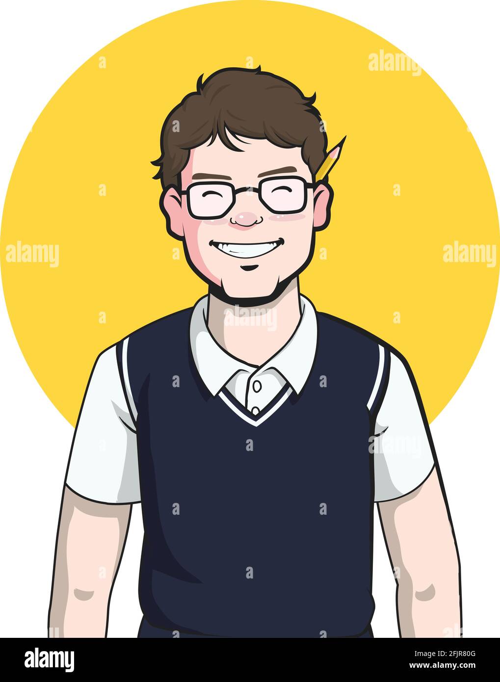 Nerd Blogger Script Writer Cartoon Author Journalist Mascot Vector ...