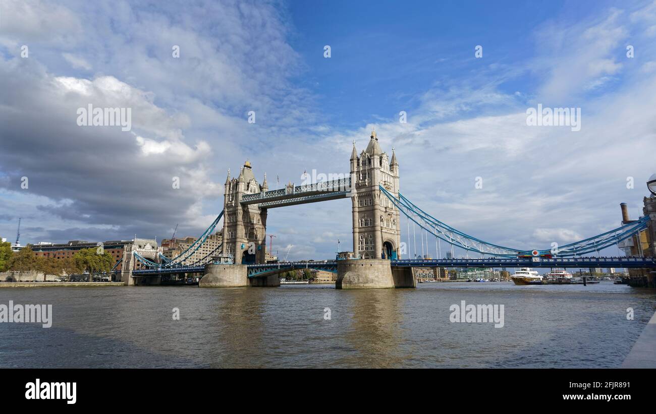 Tower Bridge London, England, viewed from the south side of the river ...