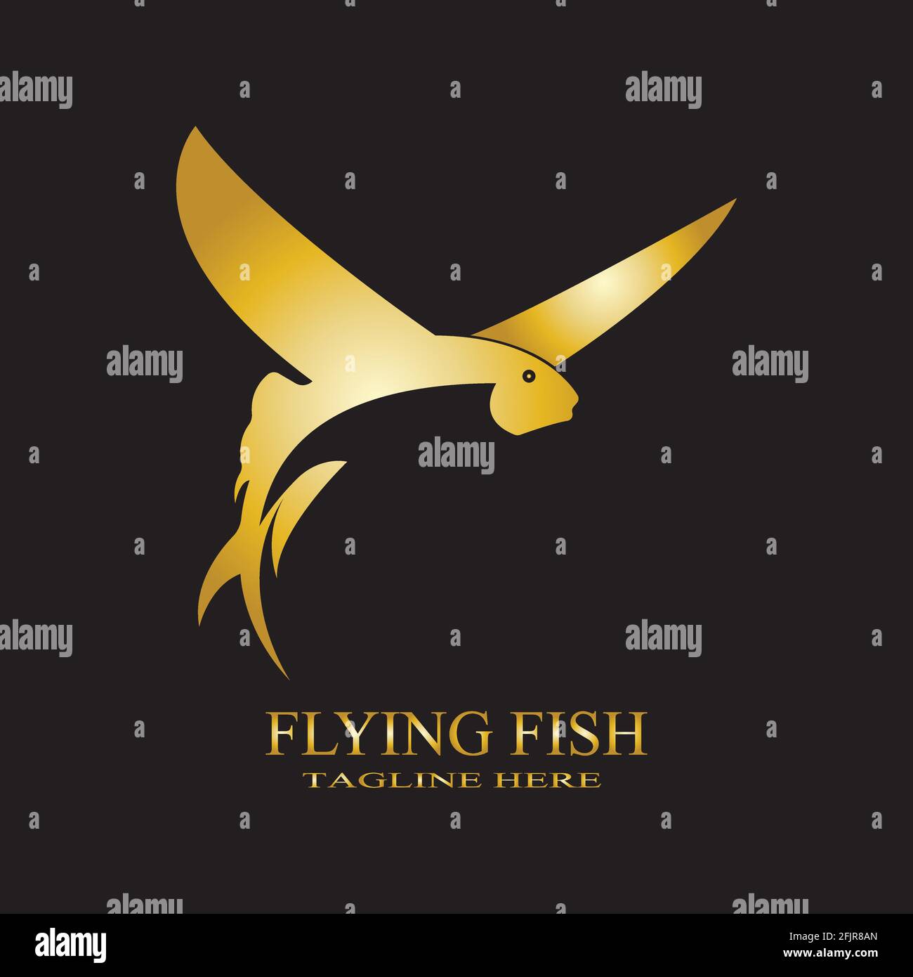 gold flying fish logo vector icon design template Stock Vector Image ...