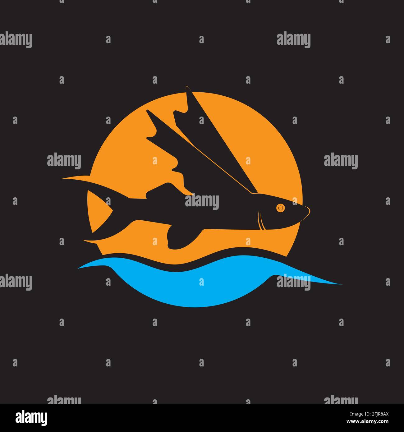 gold flying fish logo vector icon design template Stock Vector Image ...