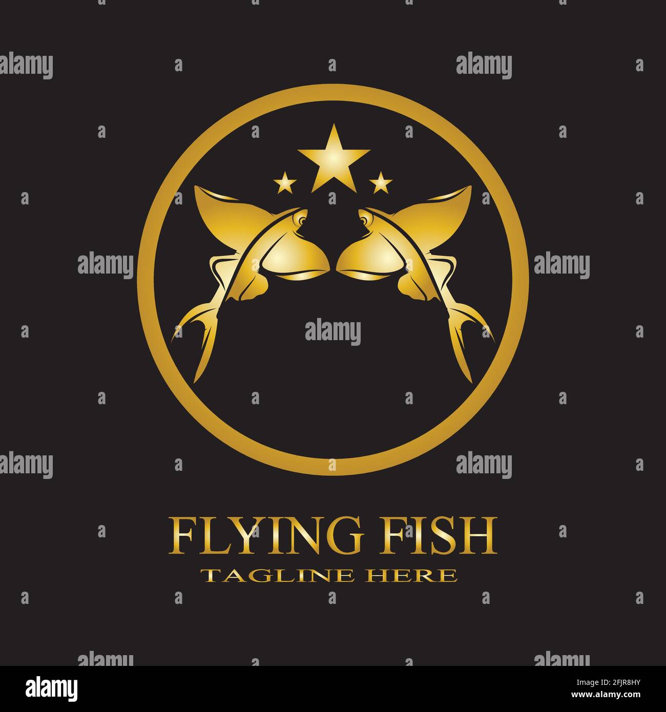 gold flying fish logo vector icon design template Stock Vector Image ...
