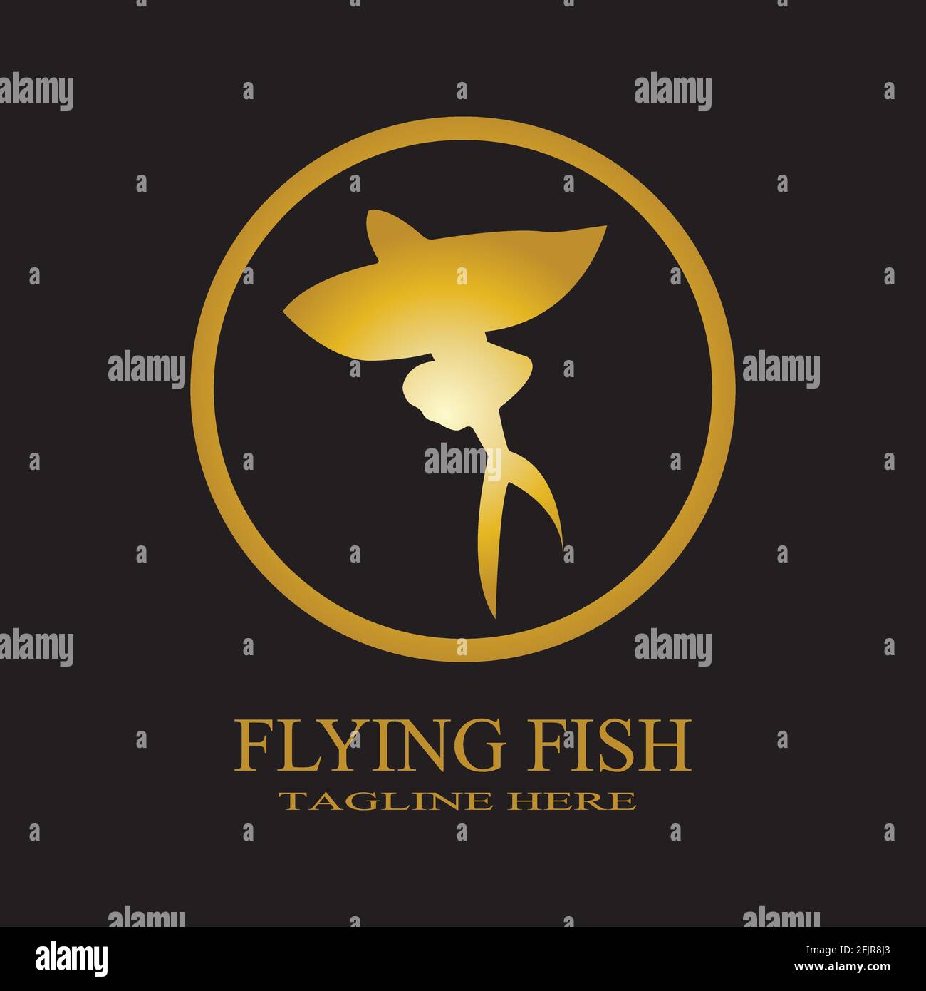 gold flying fish logo vector icon design template Stock Vector Image ...