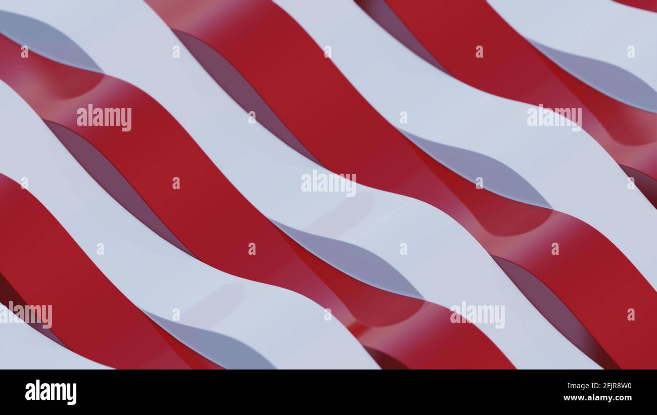 Red and white stripes in waves. 3D illustration Stock Photo - Alamy