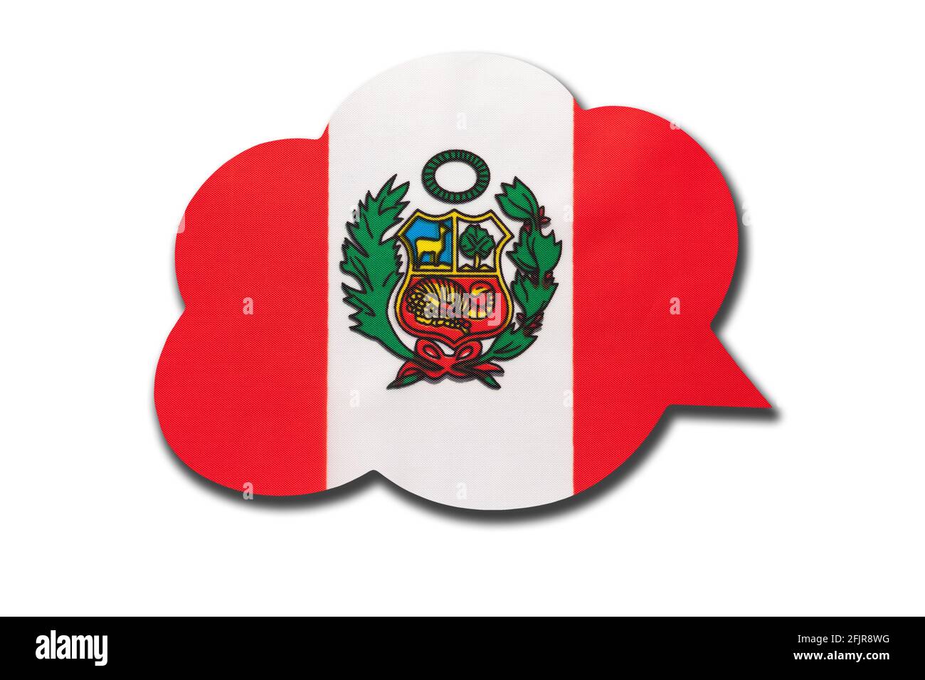 3d speech bubble with peruvian national flag isolated on white ...