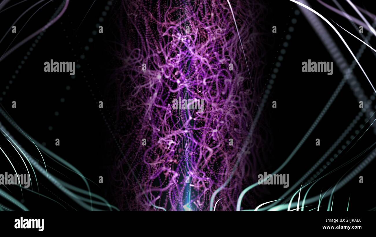 3D illustration - background with twisted particle strings and optical flares Stock Photo - Alamy