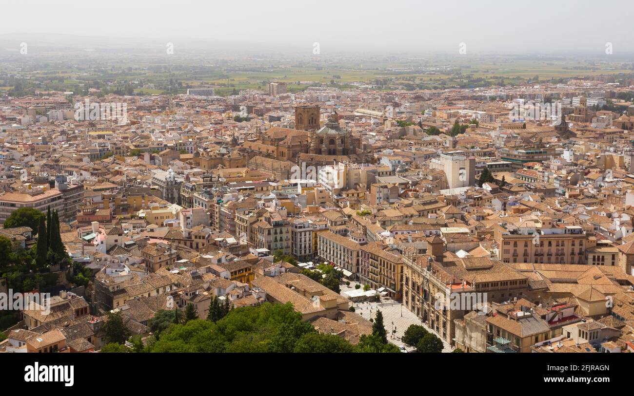 A View of Granada City in Spain from the Alhambra Battlements Stock ...