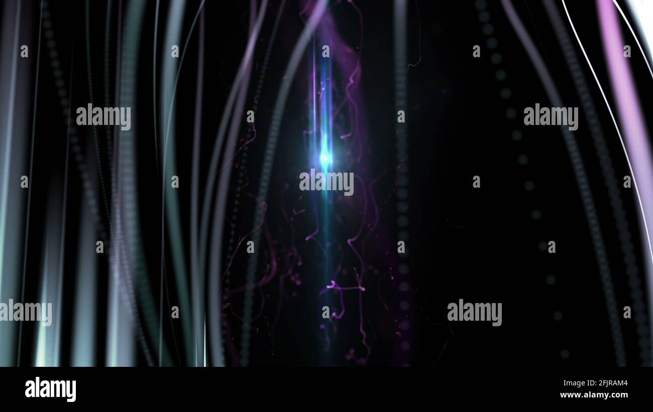 3D illustration - background with twisted particle strings and optical flares Stock Photo - Alamy