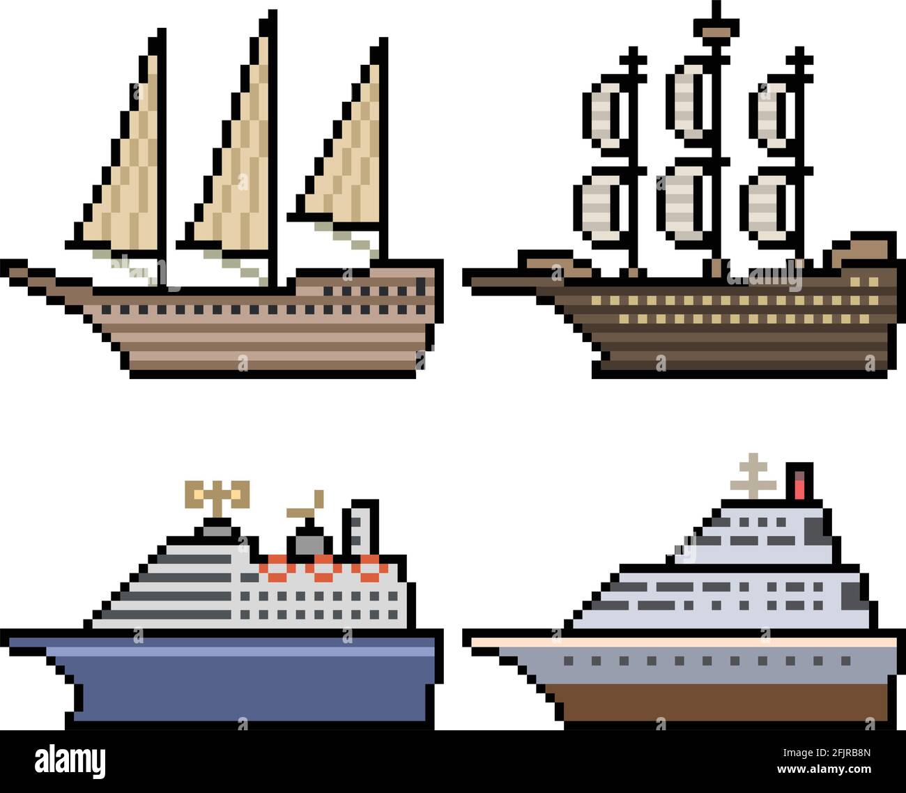 pixel art of big cruise ship Stock Vector Image & Art - Alamy