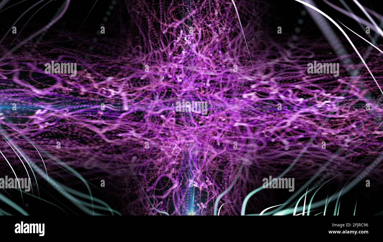 3D illustration - background with twisted particle strings and optical flares Stock Photo - Alamy