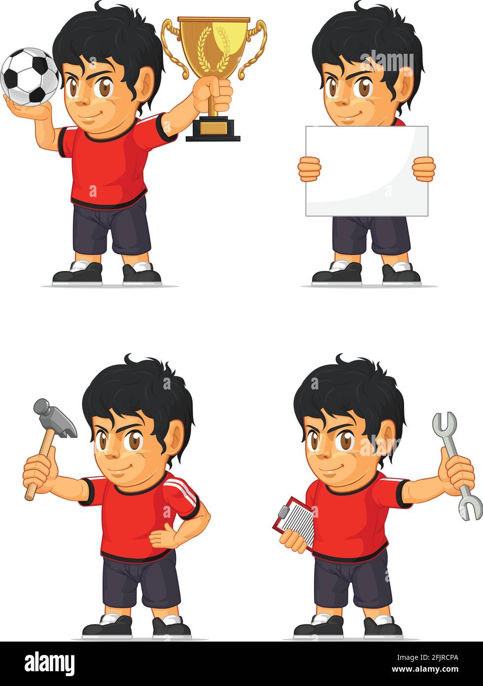 Football Soccer Boy Customizable Club Mascot Cartoon Vector Drawing ...