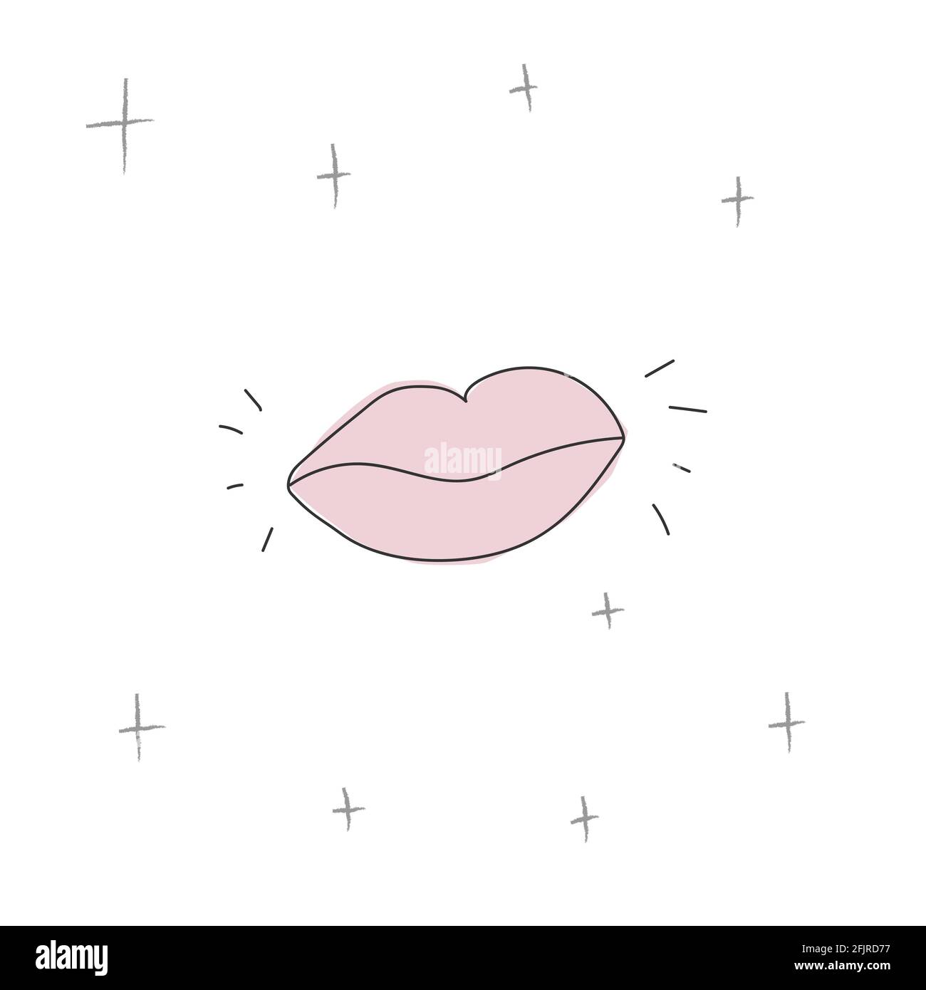 Nice doodle pink lips illustration in vector Stock Vector Image & Art ...