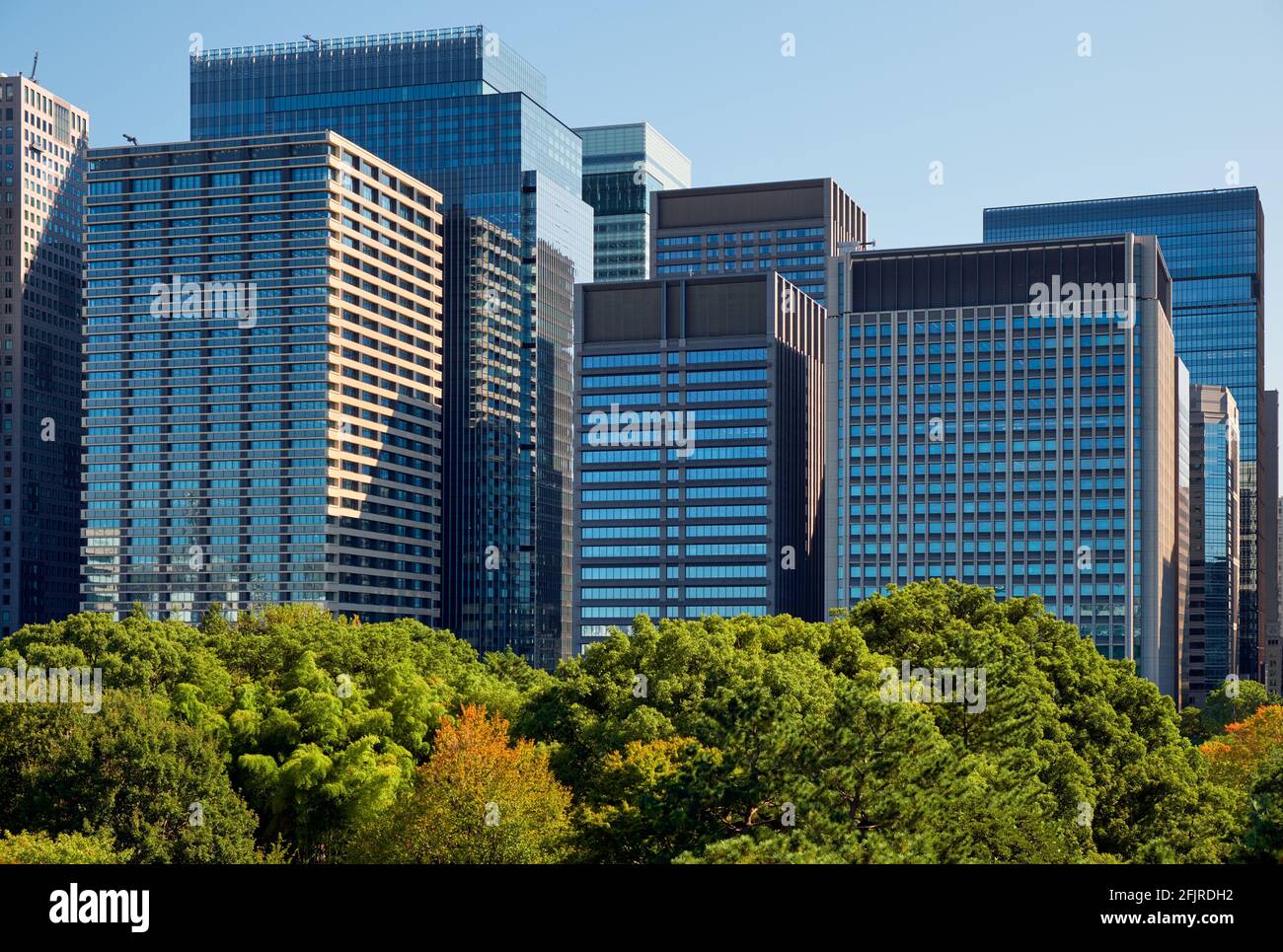 Skyscrapers of Marunouchi commercial and financial district, viewed ...
