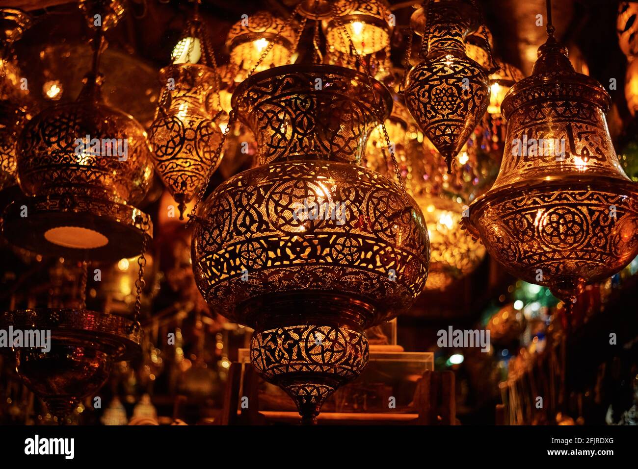 Many different ramadan lanterns on dark background in Egypt Stock Photo ...