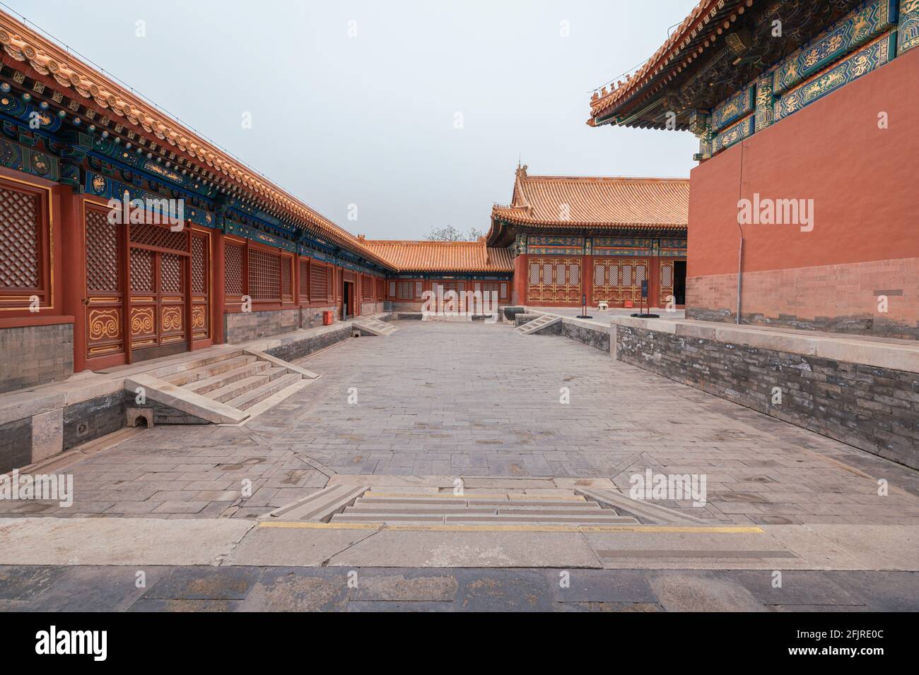 Ancient buildings with red wall in the Forbidden City, Beijing, China ...