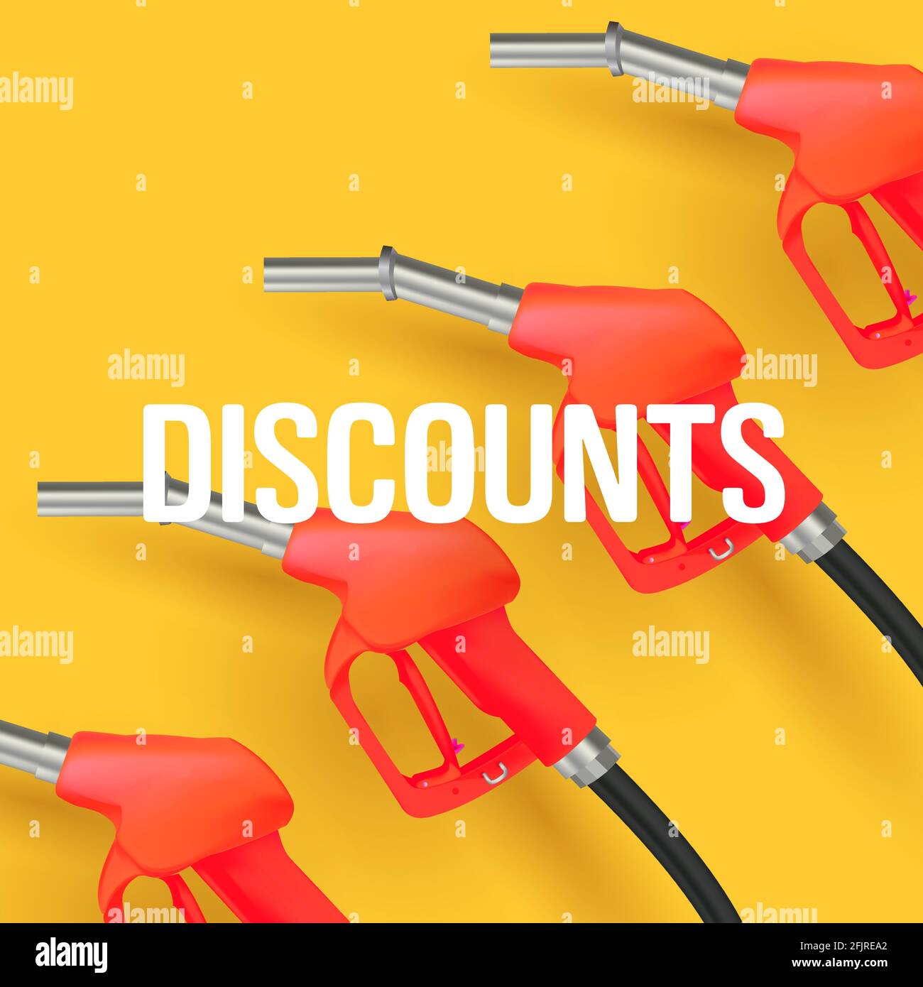 Web banners for social media with bright red 3d fuel or gas nozzle ...