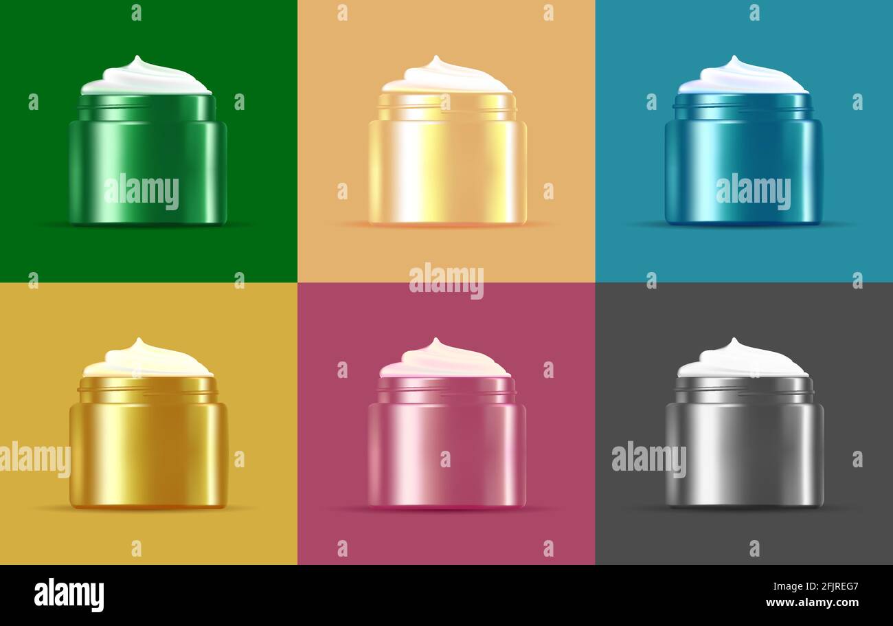 Yellow jar cosmetic cream Stock Vector Images - Alamy