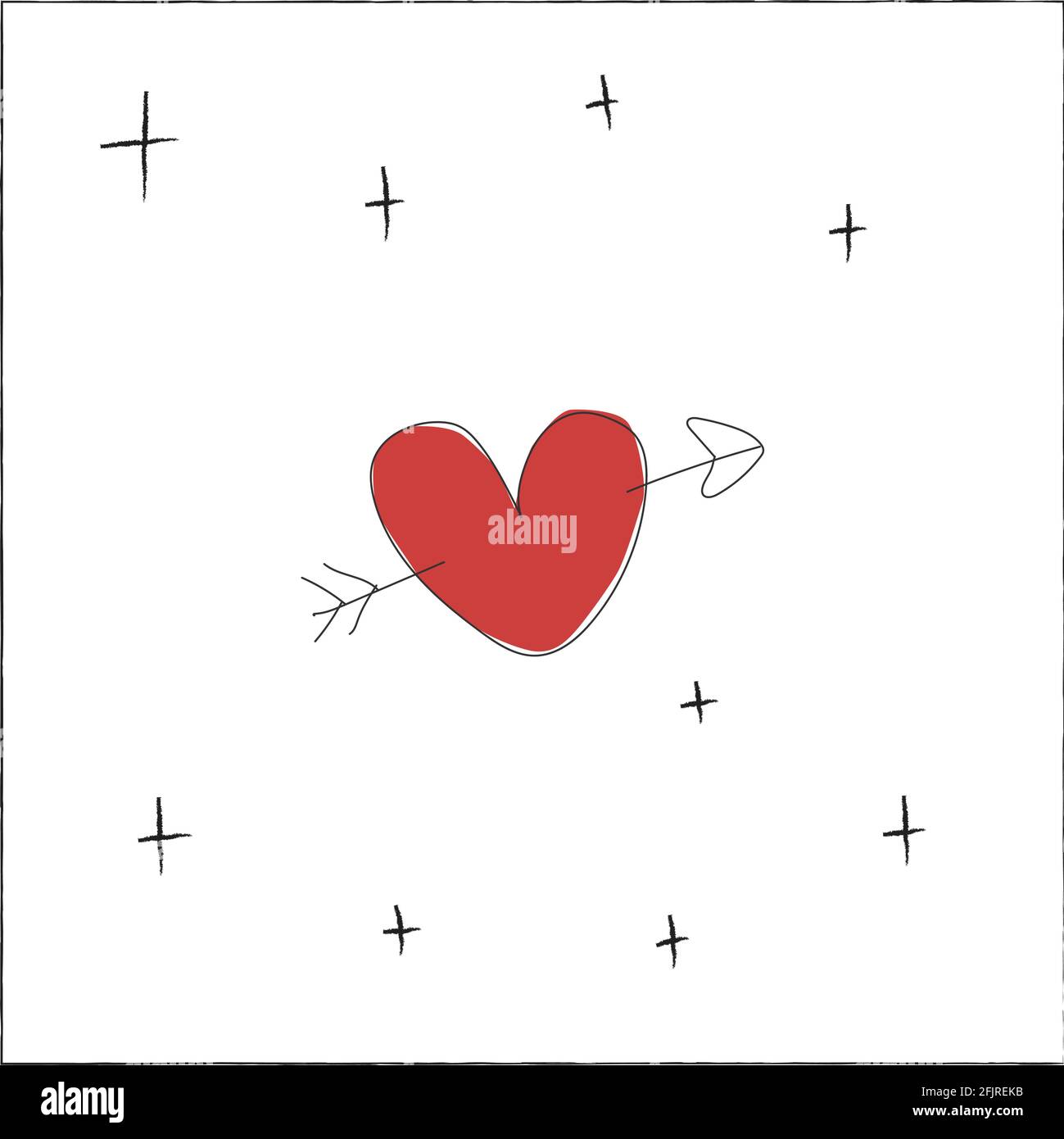 Cartoon heart with arrow illustration in vector Stock Vector Image ...