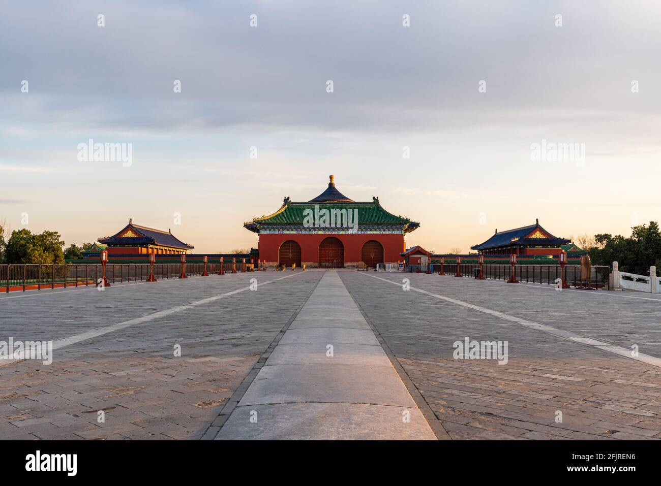 Ancient buildings with red wall and corridor in the Park of Temple of ...