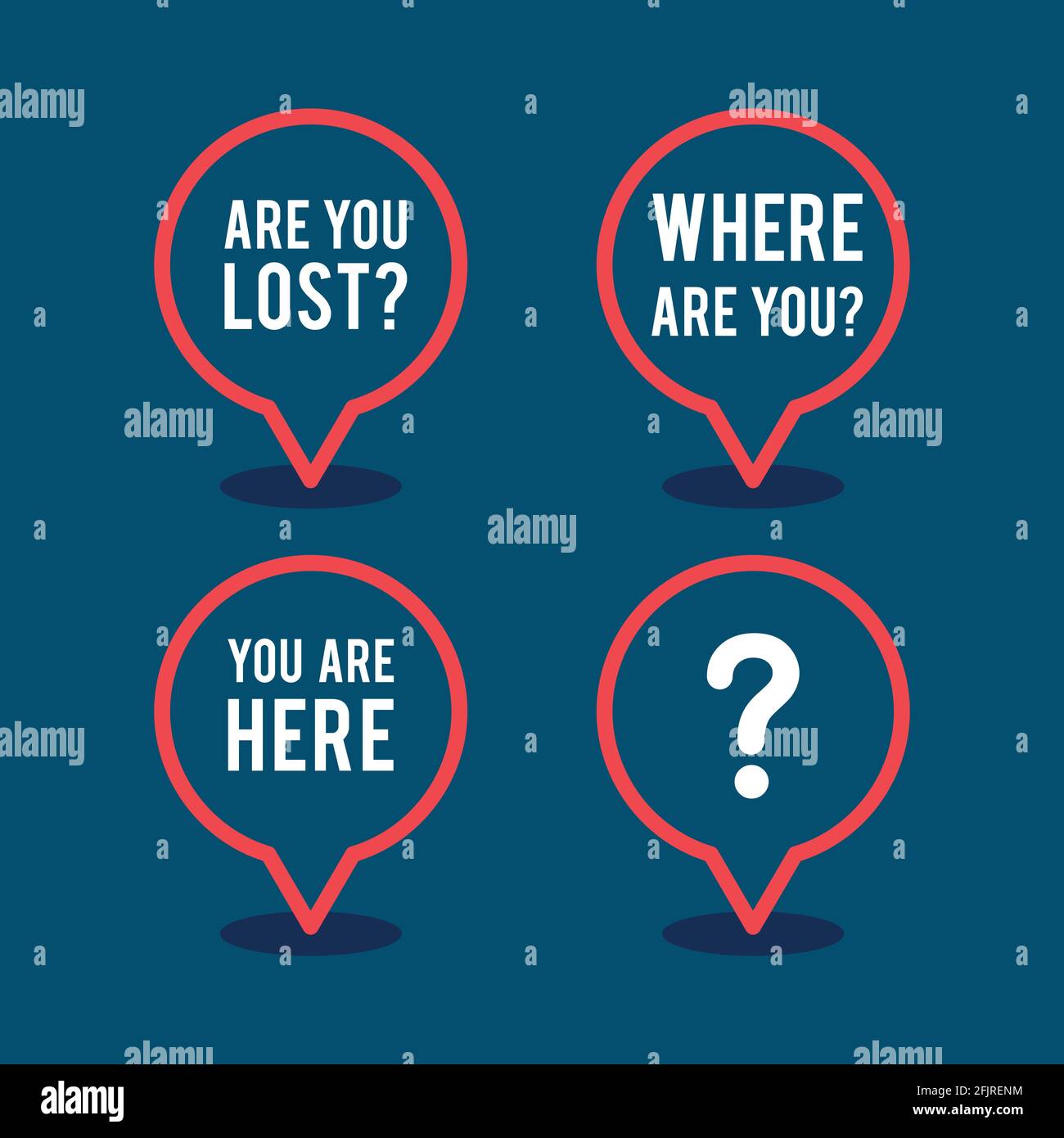 Pointer set with text. Concept of location. Vector illustration, flat ...