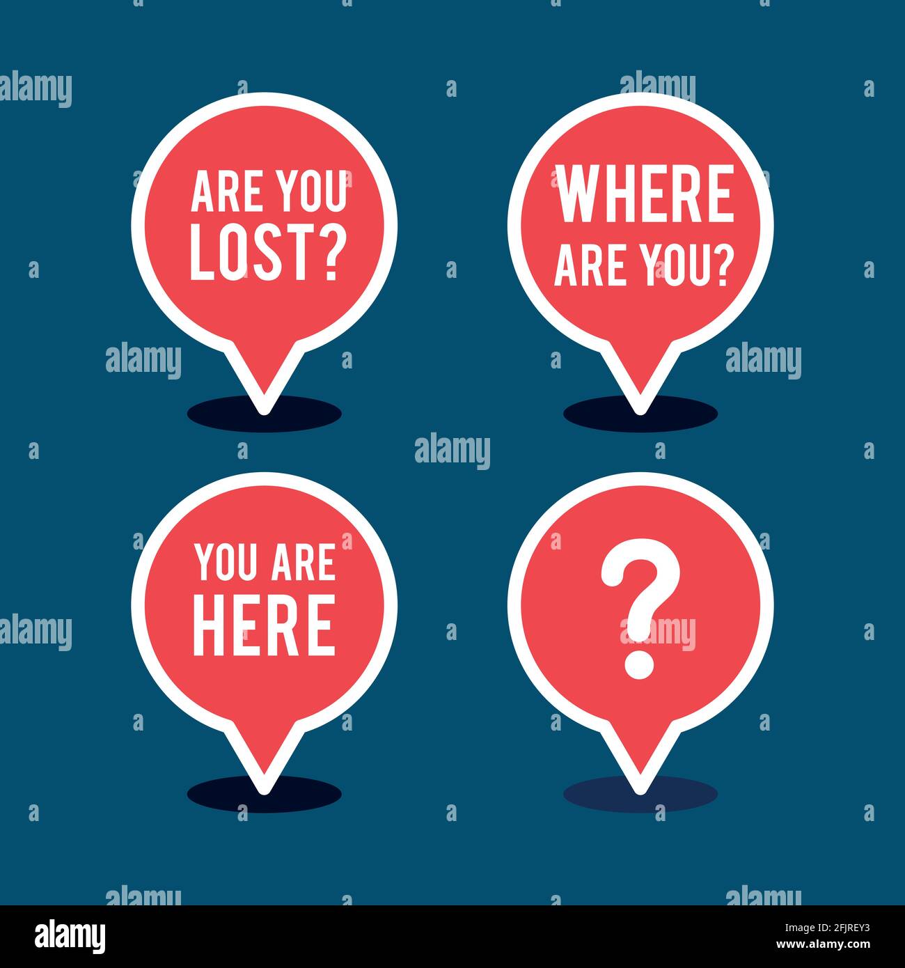 Pointer set with text. Concept of location. Vector illustration, flat ...