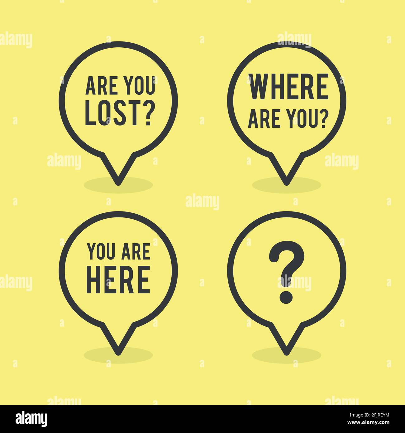 Pointer set with text. Concept of location. Vector illustration, flat ...