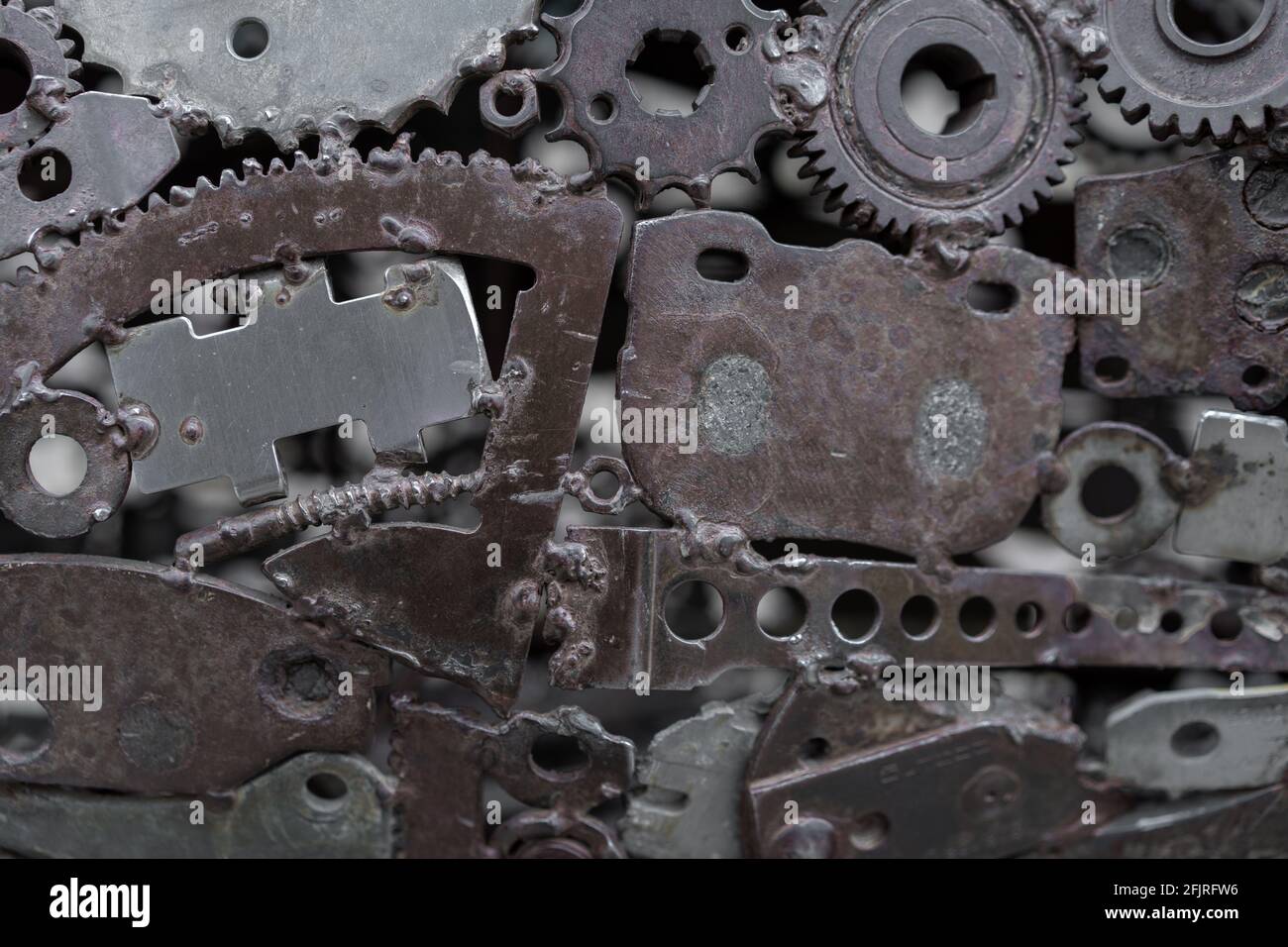 Grunge Background Rusty metal parts. Gears, fittings, wires, tubes ...