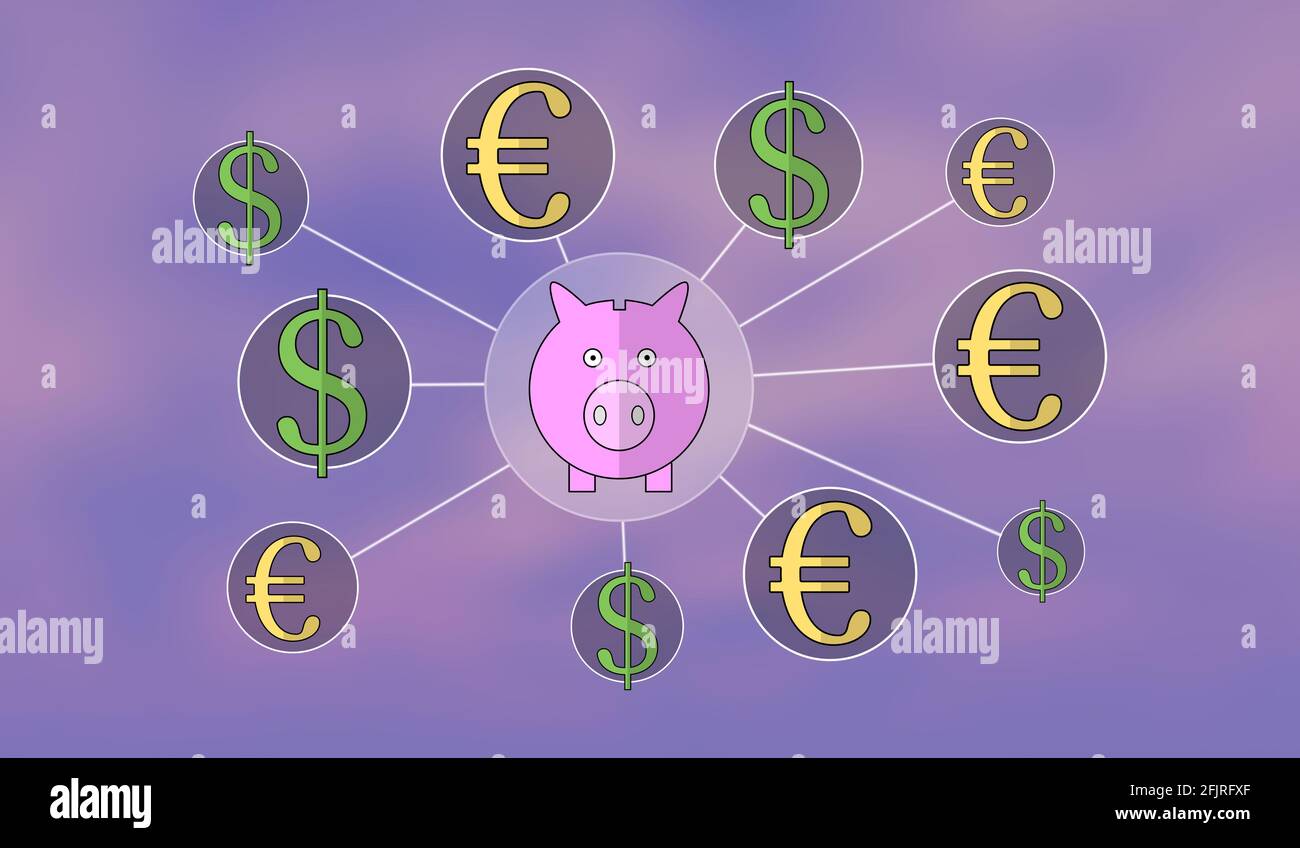 Illustration of a money saving concept Stock Photo - Alamy