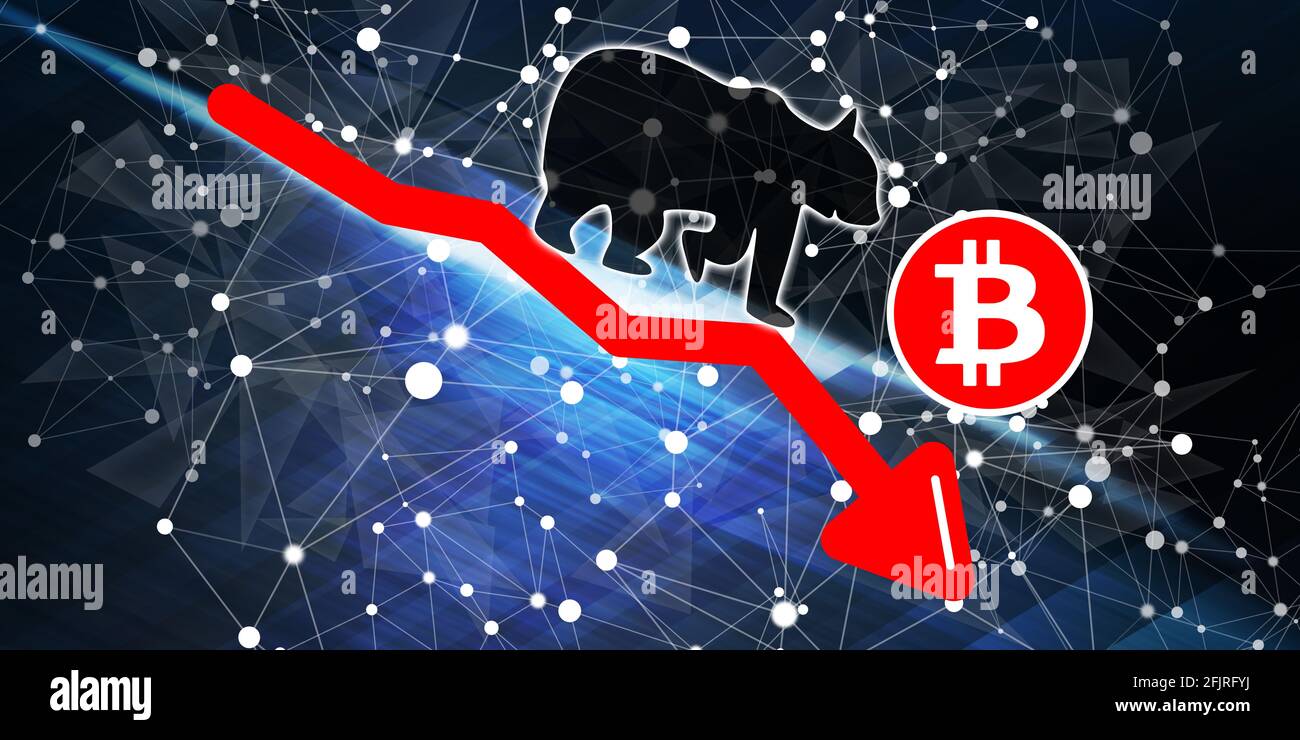 Illustration of a bitcoin bearish trend concept Stock Photo - Alamy