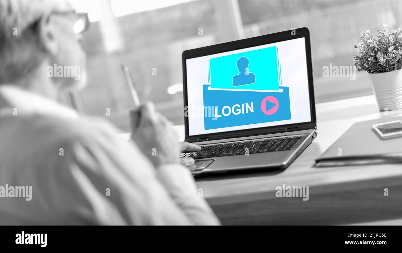 Laptop screen displaying a login concept Stock Photo - Alamy