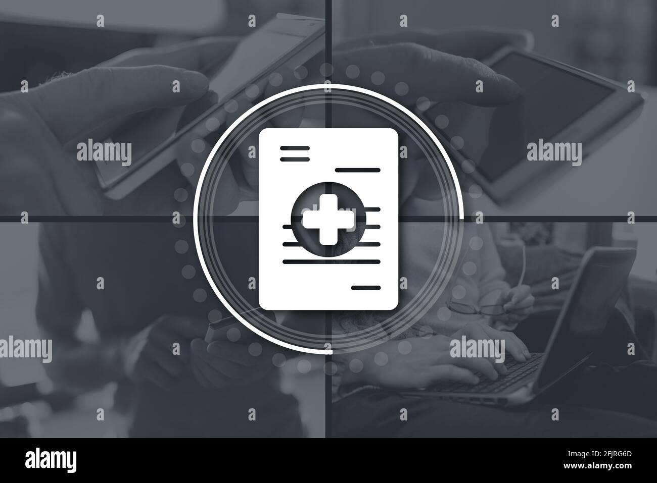 Medical record concept illustrated by pictures on background Stock ...
