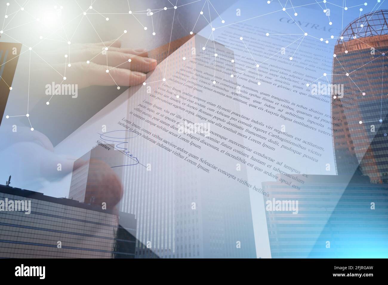 Human hand signing a contract; multiple exposure Stock Photo - Alamy