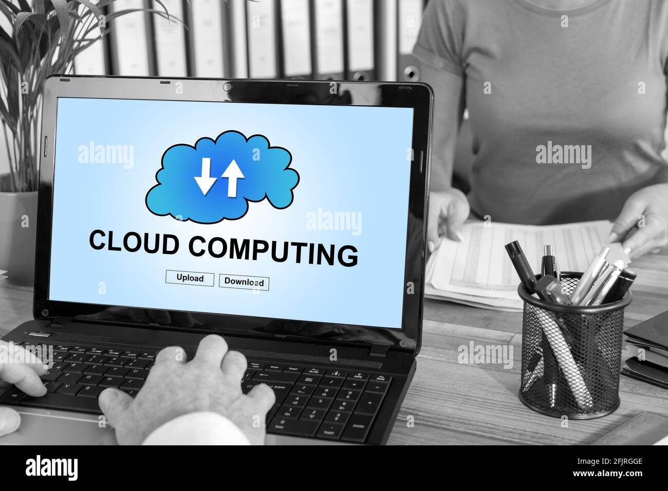 Laptop screen with cloud computing concept Stock Photo - Alamy