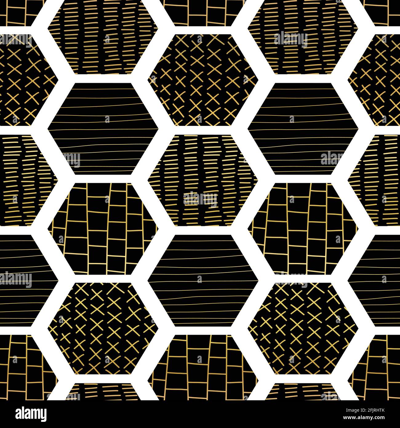 Hexagon abstract seamless geometric vector pattern. Repeating ...