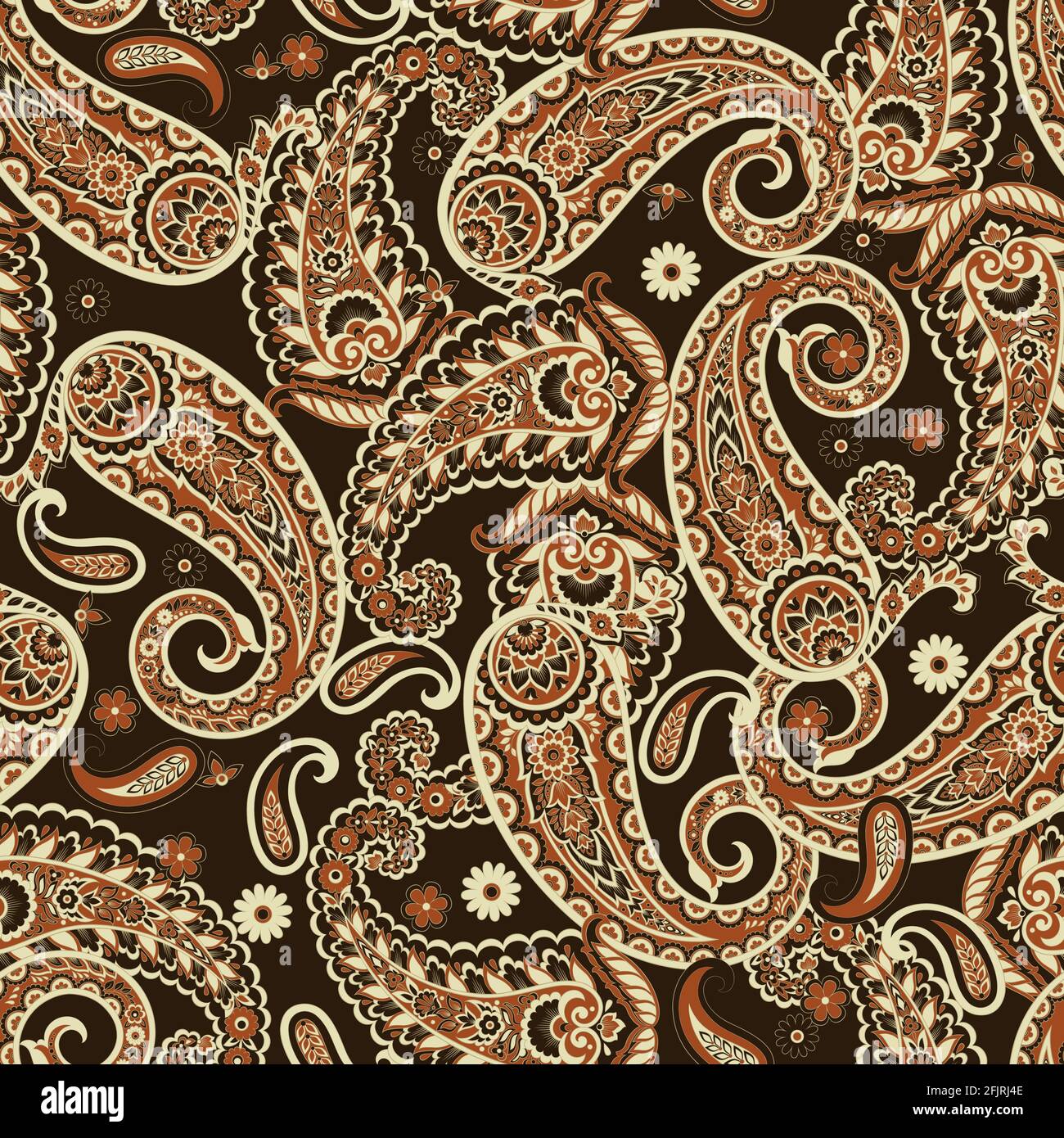Paisley Ornamental seamless pattern. kalamkari vector fabric background ...