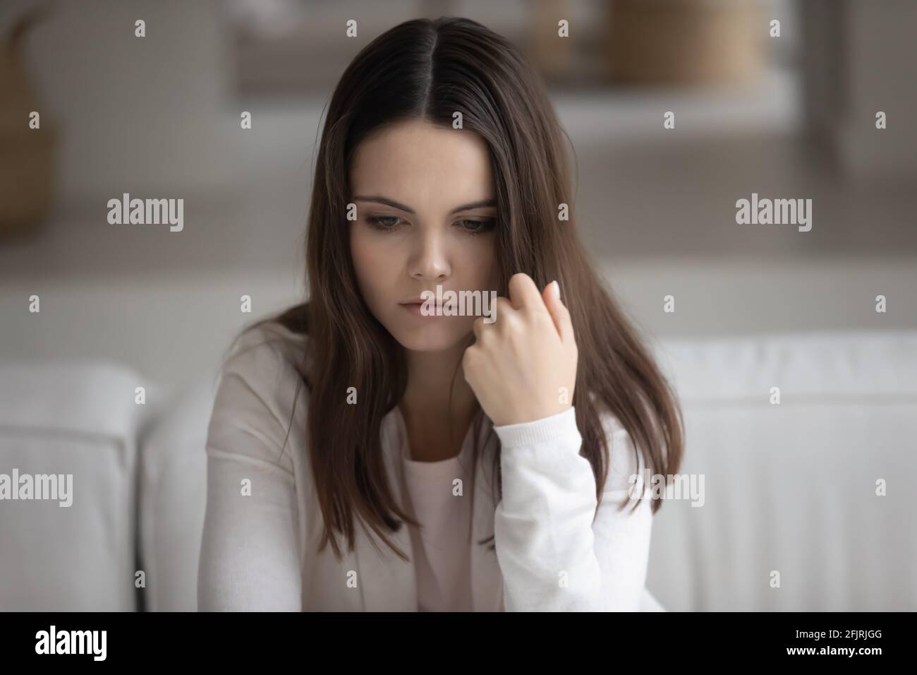 Frustrated millennial teen girl suffering from depression Stock Photo ...