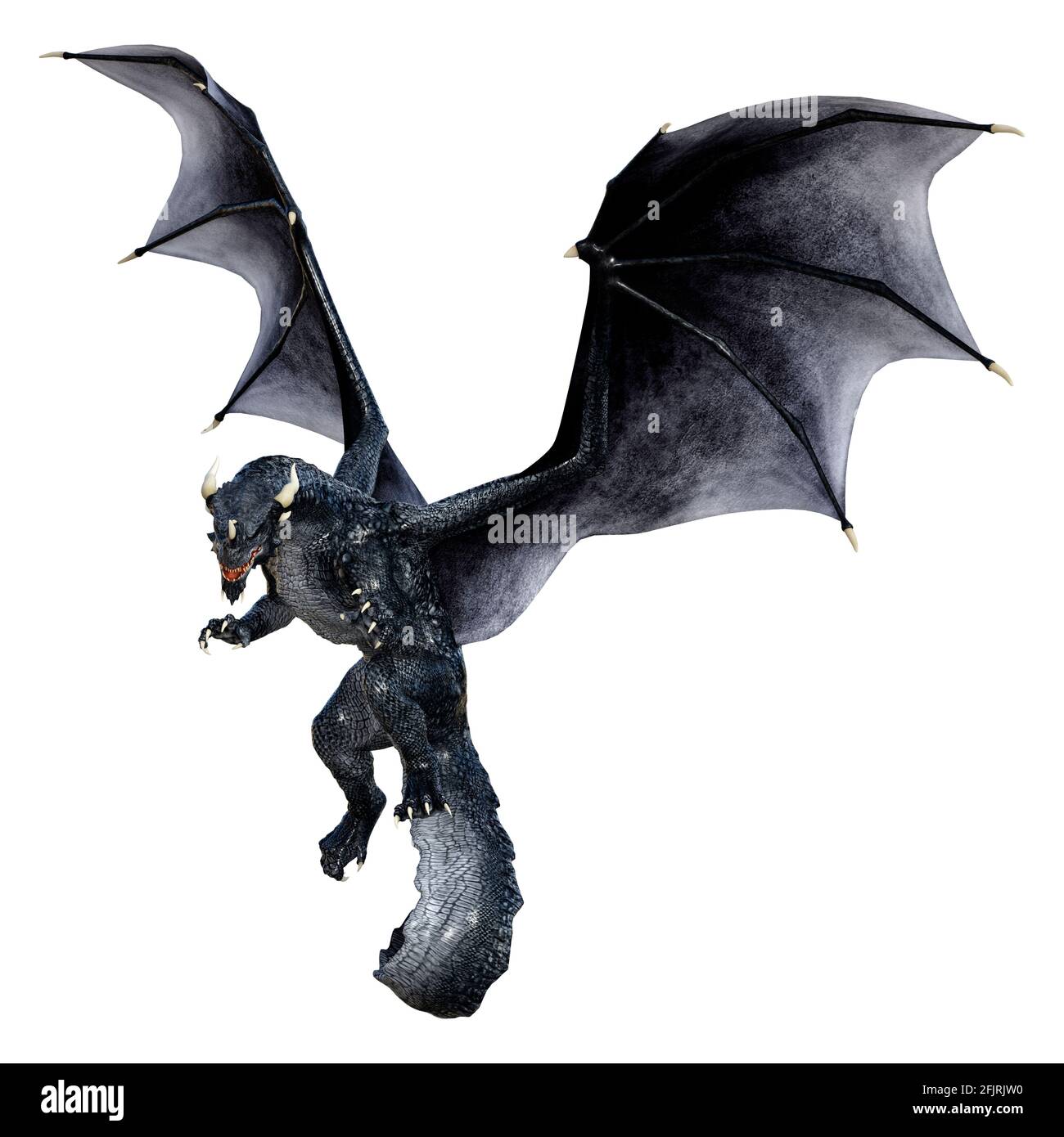 3D rendering of a fantasy dragon isolated on white background Stock ...