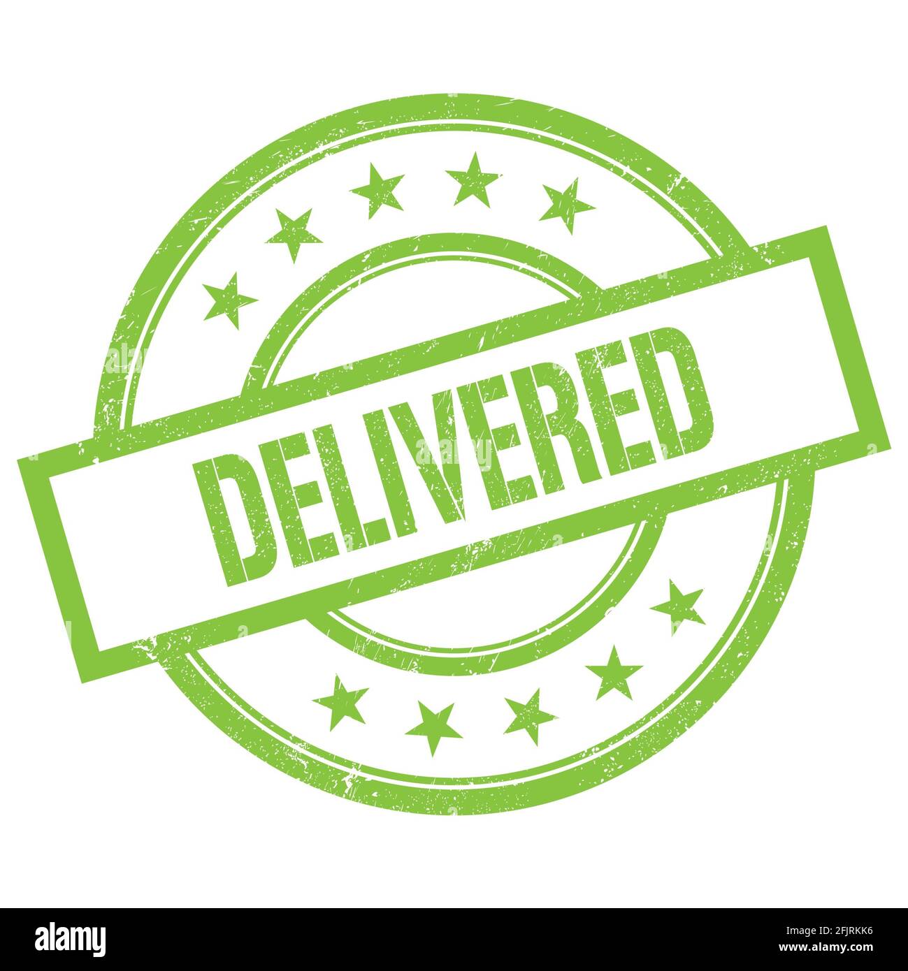 DELIVERED text written on green round vintage rubber stamp Stock Photo ...
