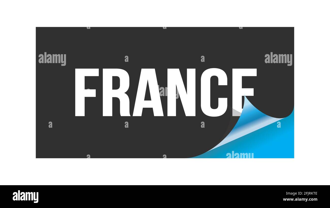 FRANCE text written on black blue sticker stamp Stock Photo - Alamy