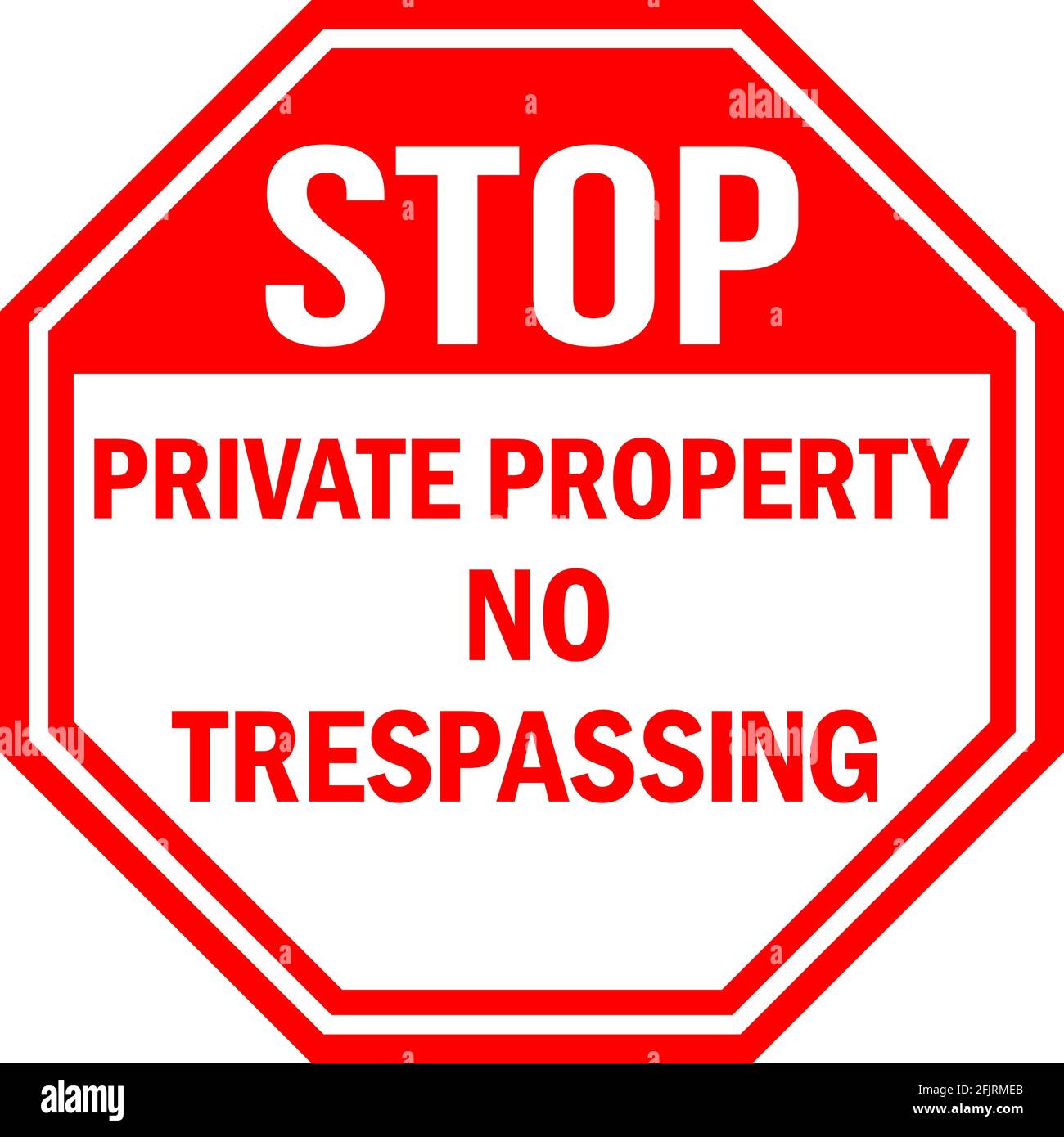 Private property no trespassing warning sign. Red background. Perfect ...